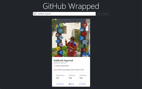 GitHub Siddhesh Agarwal Github Wrapped A Website To Display The GitHub Data Of A Profile