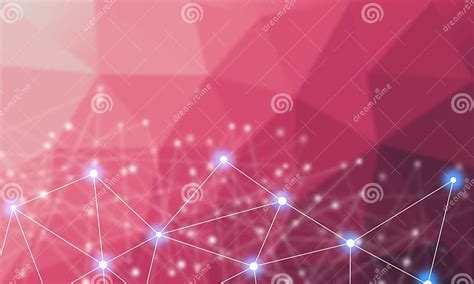 Technology Background Concept Abstract Connected Line Dots Network On Bright Polygon Pacific