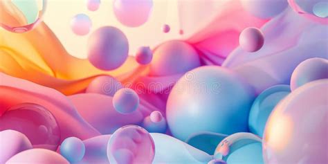 Abstract Spheres With Vibrant Colors Floating In Smooth Fabric Background Concept Stock