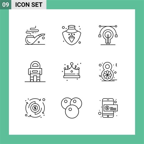 Set Of 9 Commercial Outlines Pack For Cap Fashion Idea Crown Space