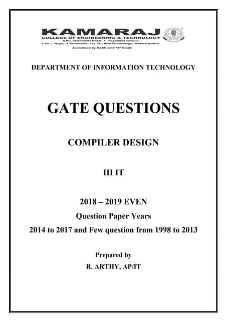Compiler Gate Question Key Pdf