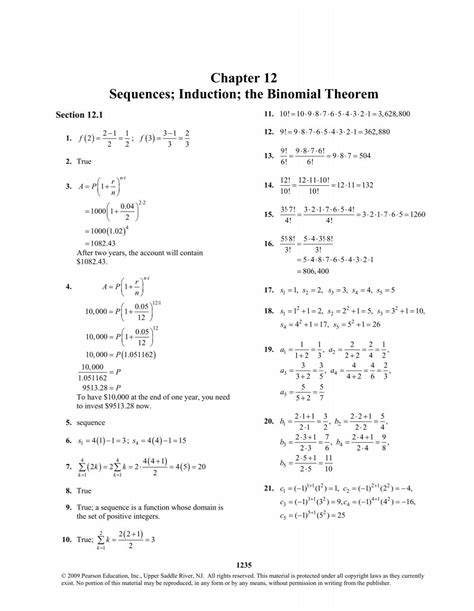 Chapter 12 Sequences Induction The Binomial Theorem