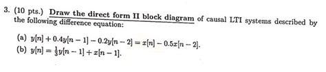 Solved Pts Draw The Direct Form II Block Diagram Of Chegg