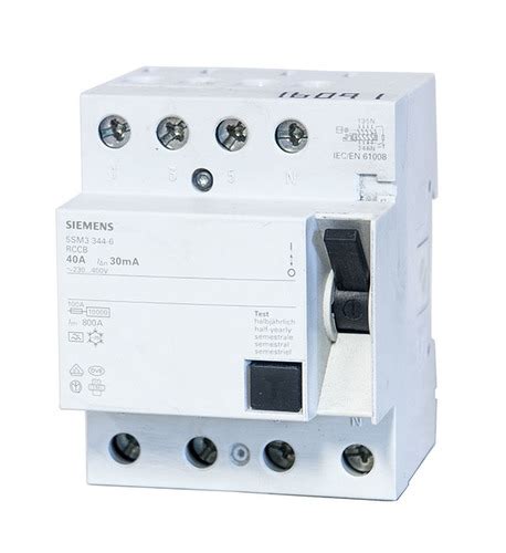 מפסק פחת סימנס ממסר פחת תלת פאזי 63a 5sv3346 6 Siemens 30ma 40x4