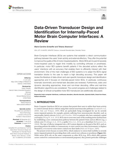 PDF Data Driven Transducer Design And Identification For Internally Paced Motor Brain Computer