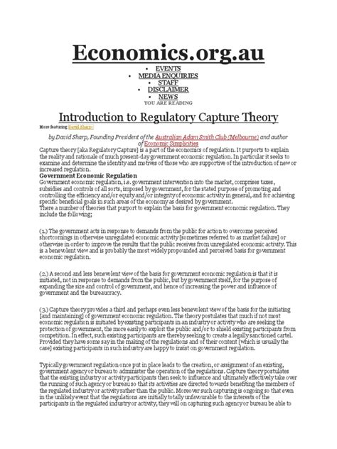 Introduction To Regulatory Capture Theory Events Media Enquiries Staff