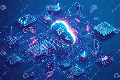 Illustration Of A Digital System With Interconnected Devices And Cloud