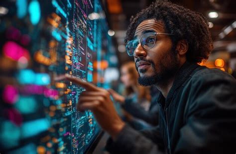 Focused Programmer Analyzing Code Premium Ai Generated Image