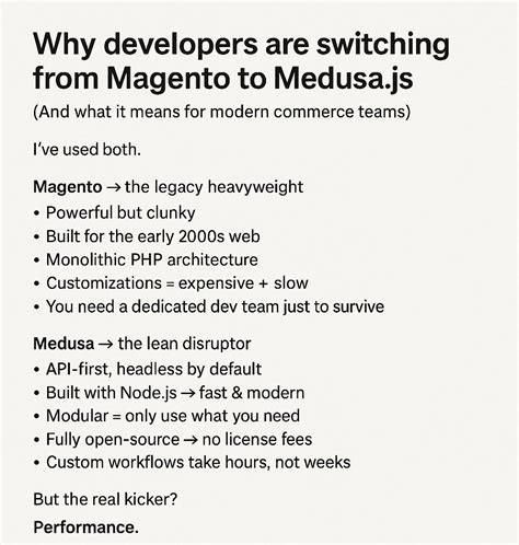 Why Developers Are Switching From Magento To Medusa Js And What It Means For Modern Commerce