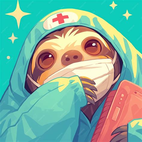 Premium Vector A Lazy Sloth Nurse Cartoon Style