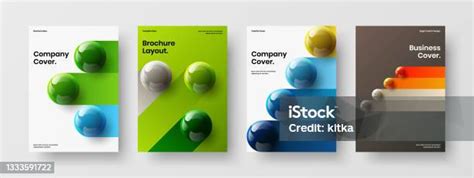 현대 3d 구 플래카드 컨셉 번들 기하학적 기업 브로셔 A4 디자인 벡터 일러스트레이션 세트 A4 용지에 대한 스톡 벡터 아트 및 기타 이미지 Istock
