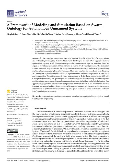 Pdf A Framework Of Modeling And Simulation Based On Swarm Ontology For Autonomous Unmanned Systems