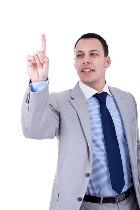 Man Pushing The Start Button For Connecting The World Stock Image Image Of Button Lines
