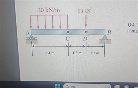 Solved A 30 Kn M 2 4 M C 50 Kn 1 2 M D 1 2 M B Q4 Determine