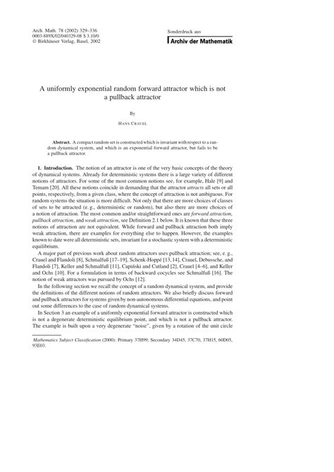Pdf A Uniformly Exponential Random Forward Attractor Which Is Not A
