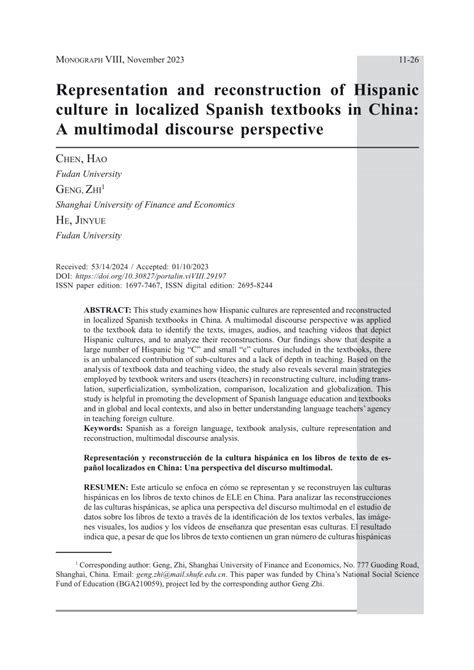 Pdf Representation And Reconstruction Of Hispanic Culture In