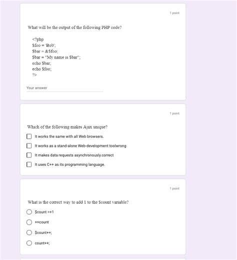 Solved 1 Point What Will Be The Output Of The Following Php