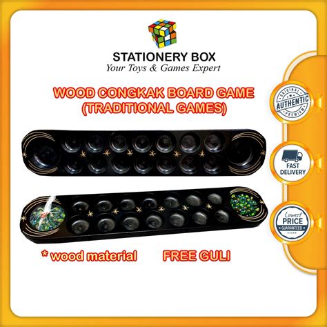 16 Holes Traditional Congkak Set Wood Material Includes Guli Yht R7