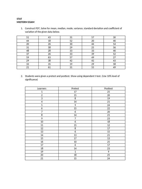 Midterm Exam Stat Grad School Pdf Statistics Statistical Inference