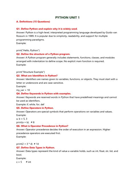 Python Unit1 Rd Semester Note Pdf Python Programming Language
