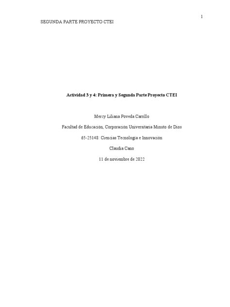 Actividades 3 Y 4 Proyecto En Ctei Partes 1 Y 2 Mercy Poveda