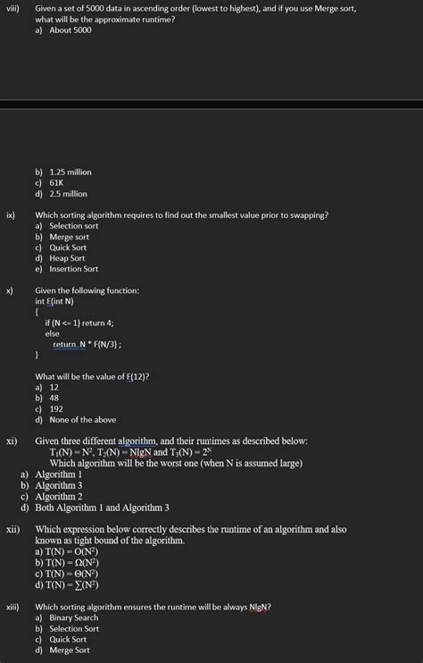 Solved Viii Given A Set Of 5000 Data In Ascending Order