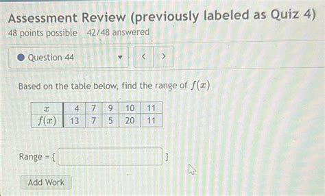 Solved Assessment Review Previously Labeled As Quiz 4 48 Points