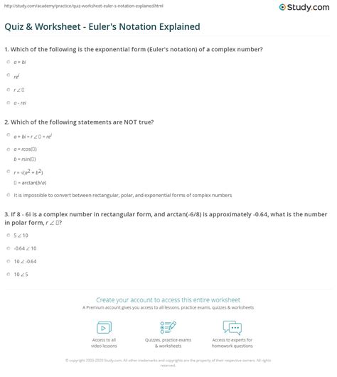 Quiz And Worksheet Eulers Notation Explained