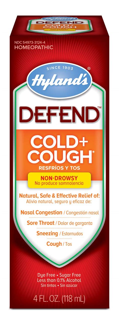 Hylands Defend Non Drowsy Cold And Cough Syrup 4 Oz Natural Relief