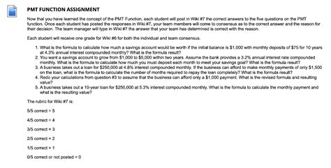 Solved Pmt Function Assignment Now That You Have Learned The