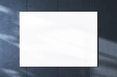 콘크리트 벽에 장착 된 수평 캔버스 모 끔한 그림자 깨한 디자인 개념 3d 렌더링 프리미엄 사진