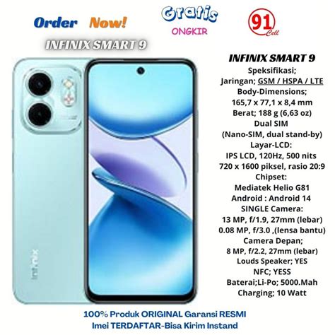Jual Infinix Smart 9 Smart9 Hd Original Ram4 4 128Gb Ram4 64gb Garansi Resmi Shopee