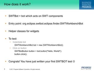 SwtBot Unit Testing Made Easy PPT