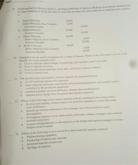 Solved Name The Formula To Compute Direct Material Quantity