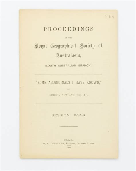 Some Aboriginals I Have Known Simpson Newland First Edition