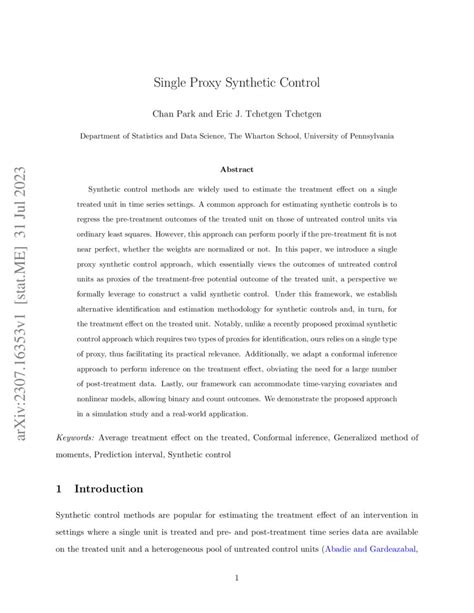Single Proxy Synthetic Control Deepai