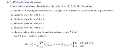 Solved 2 Knn Classification 25 Points Given A Dataset