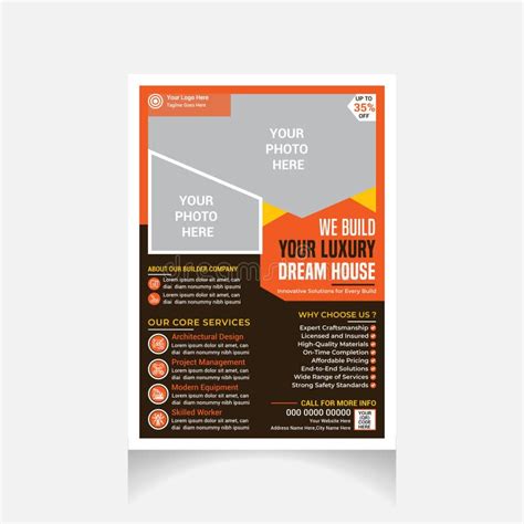 Construction Flyer Template Design Stock Vector Illustration Of Builder Leaflet 351641034
