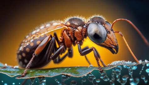 Premium Ai Image A Yellow Leaf Wasp Sits On A Leaf With The Word