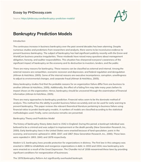 Bankruptcy Prediction Models