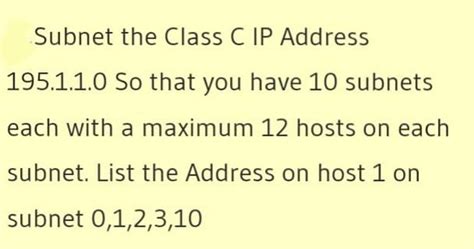 Answered Subnet The Class C Ip Address 195110 Bartleby