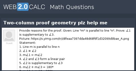 View Question Two Column Proof Geometry Plz Help Me