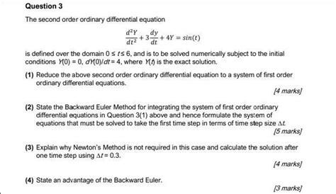 Solved The Second Order Ordinary Differential Equation