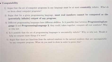 Solved Computability 1 Argue That The Set Of Computer