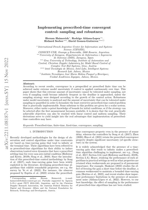 Pdf Implementing Prescribed Time Convergent Control Sampling And Robustness