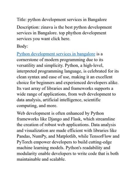 Python Development Services In Bangalore Pdf