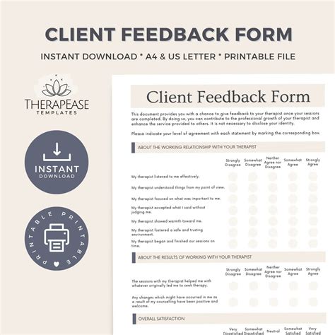 Client Feedback Form Template Printable Forms For Therapists