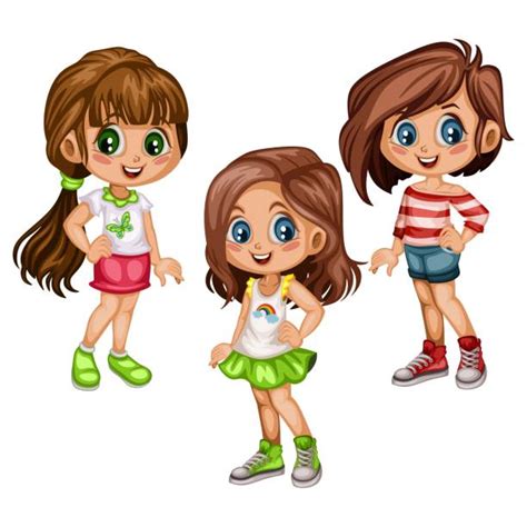 Three Smiling Cartoon Siblings Illustrations Royalty Free Vector