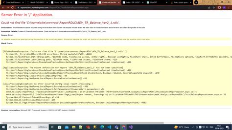 C Could Not Find File Chomesiterootreportrdlcadvtrbalancever21rdlc Stack