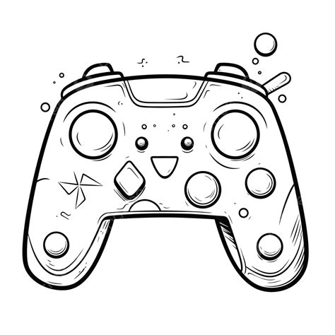 Ink Drawing Of A Gaming Controller That Has Bubbles On It Outline